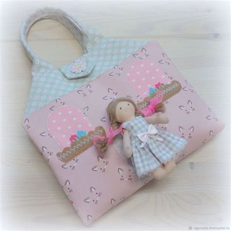 Текстильный домик сумочка для куколки Розовые котики в интернет магазине на Ярмарке Мастеров