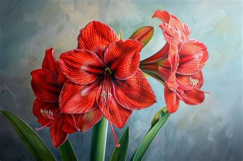 Amaryllis Flower Botanical Illustration Hippeastrum Pot Flowers