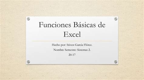 Funciones Básicas De Excel Cefit Pptx