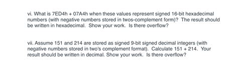Solved Vi What Is 7ed4h 07a4h When These Values Represent