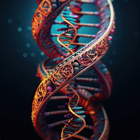 Dna Molecules Dna Helix Enlarged Model In Bright Colors And Spots Stock Illustration