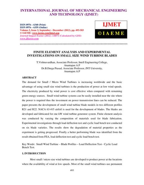 finite element analysis and experimental investigations pdf