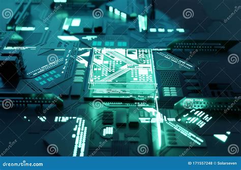Futuristic Green CPU Processor Concept Stock Illustration Illustration Of Life Science 171557248