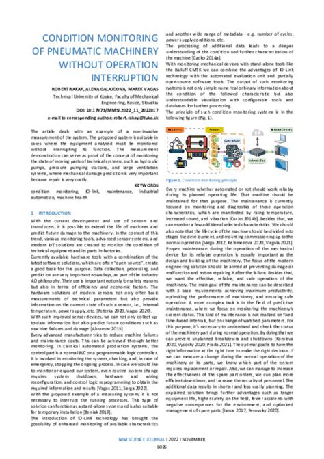 condition monitoring of pneumatic machinery without operation