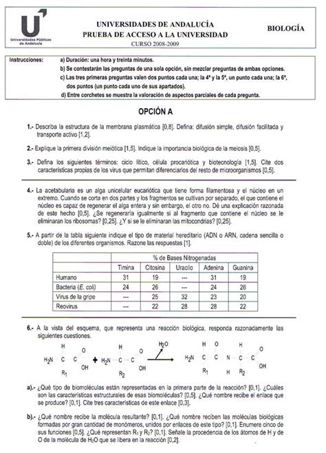 Segundo De Bachillerato Modelo De Examen Biologia Hot Sexy Girl 89208