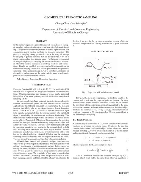 Pdf Geometrical Plenoptic Sampling