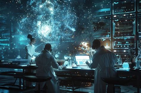 Team Of Scientists Analyzing Data Premium Ai Generated Image