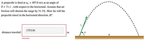 solved a projectile is fired at v0 407 0 m s at an angle of