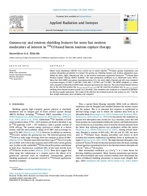 Pdf Gamma Ray And Neutron Shielding Features For Some Fast Neutron