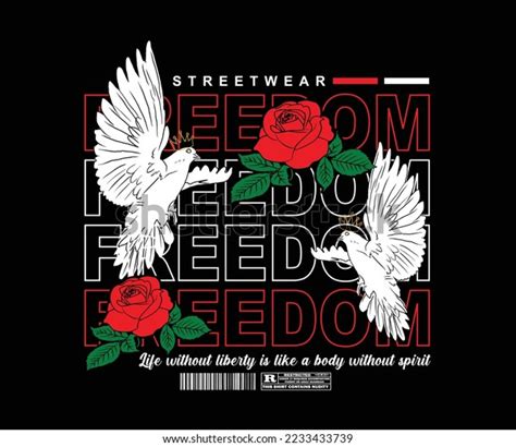 Freedom Slogan Vintage Graphic Design Creative Stock Vector Royalty