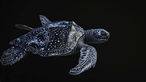Premium Photo Leatherback Sea Turtle In The Solid Black Background