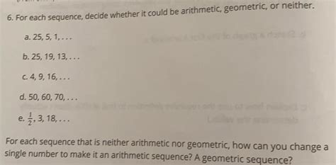Answered For Each Sequence Decide Whether It Could Be Arithmetic