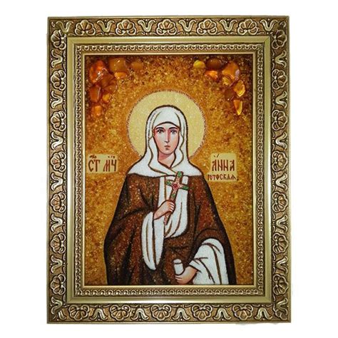Ікона з бурштину Свята мучениця Анна Готфська 30x40 купити в інтернет магазині Exklusi