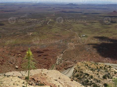 Aerial Desert View Landscape From Moki Dugway Overlook In Utah