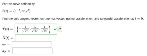 solved for the curve defined by r t e−t 5t et find the