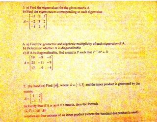 Solved Find The Eigenvalues For The Given Matrix A Find The Chegg