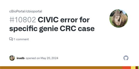Civic Error For Specific Genie Crc Case · Issue 10802 · Cbioportalcbioportal · Github