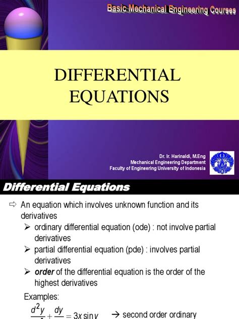 Engineering Mathematics Differential Equations Equations Differential Equations
