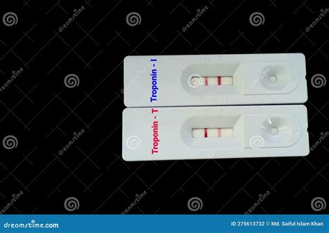 Rapid Test Device Or Cassette For Troponin I And Troponin T Test Showing Positive Result Black