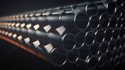 어두운 배경 근처의 파이프 더미 그래핀 튜브의 3d 일러스트레이션 구조 추상 나노기술 육각형 기하학적 형태를 닫습니다 개념 그래핀 원자 구조 배경 일러스트 및 사진