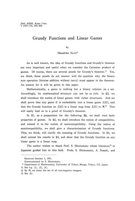 pdf grundy functions and linear games