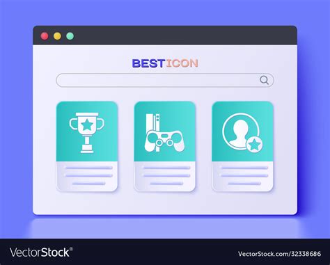 Set Game Console With Joystick Award Cup Vector Image