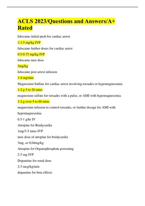 Acls 2023 Questions And Answers A Rated Acls Stuvia Us