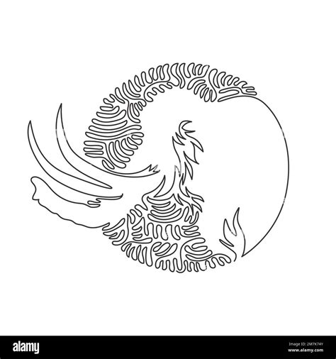 Single Curly One Line Drawing Of Cute Mammoth Abstract Art Continuous Line Draw Graphic Design