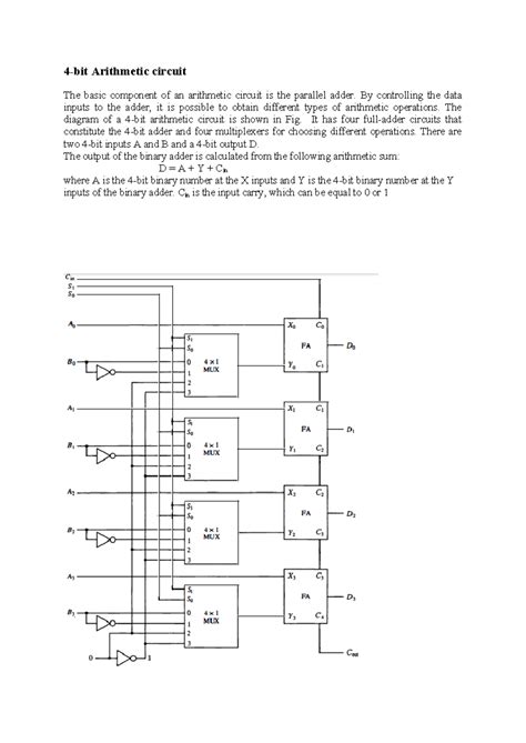 4 Bit Arithmetic Circuit 4 Bit Arithmetic Circuit The Basic Component Of An Arithmetic Circuit
