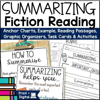 Summarizing Worksheet Graphic Organizer Practice Fiction Passages Summary
