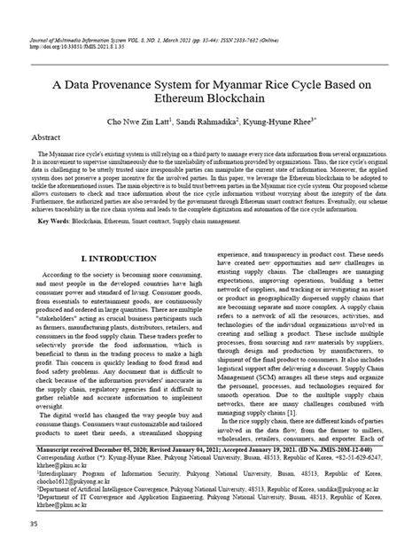 a data provenance system for myanmar rice cycle based on ethereum