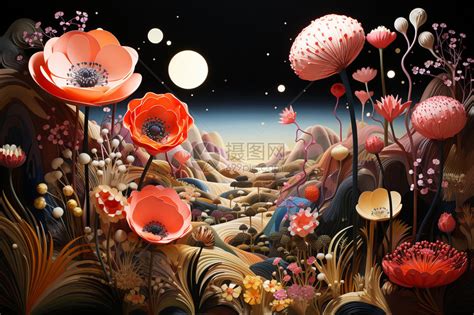 超现实的神秘花园插画图片下载 正版图片600422189 摄图网