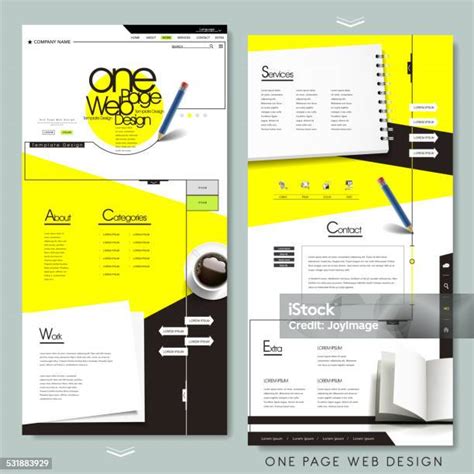 한 페이지 웹 사이트 템플릿 디자인과 문구류 0명에 대한 스톡 벡터 아트 및 기타 이미지 0명 2015년 Html Istock