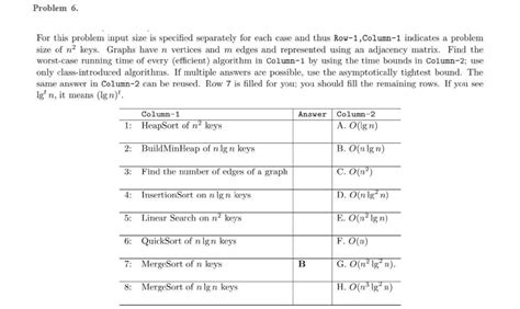 solved problem 6 for this problem input size is specified