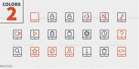 타블렛 Ui 픽셀 완벽 한 잘 만들어진 벡터 선 아이콘 48 X 48 24 X 24 그리드 웹 그래픽 및 편집 가능한 획 애플 리 케이 션에 대 한 준비 간단한 최소한의