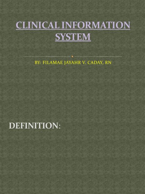 Clinical Information System Pdf System Specification Technical Standard