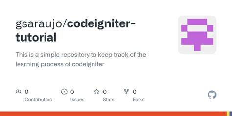Github Gsaraujocodeigniter Tutorial This Is A Simple Repository To