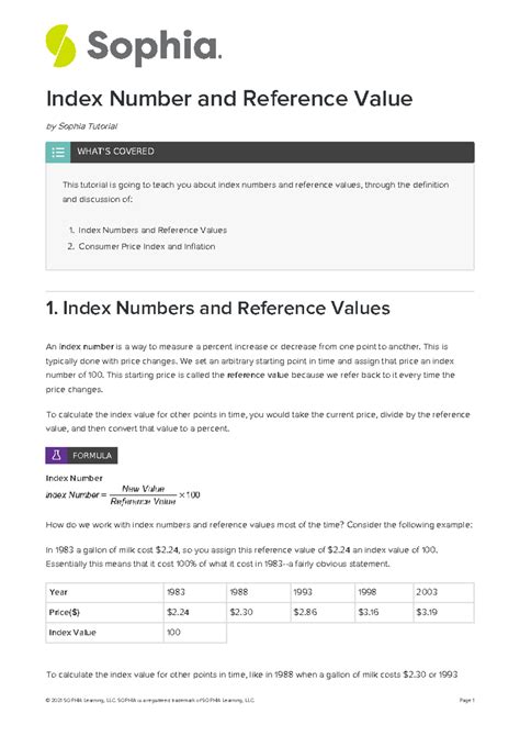 Index Number Notes Index Number And Reference Value By Sophia Tutorial This Tutorial Is Going