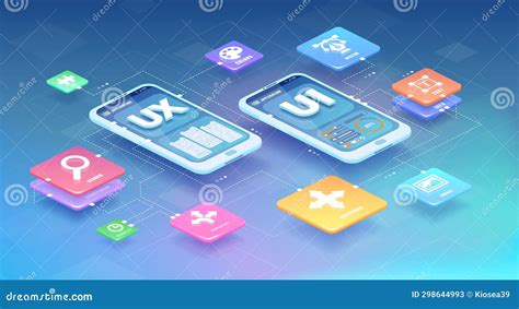 Mobile Application Design Concept Isometric Vector Of A Smartphone