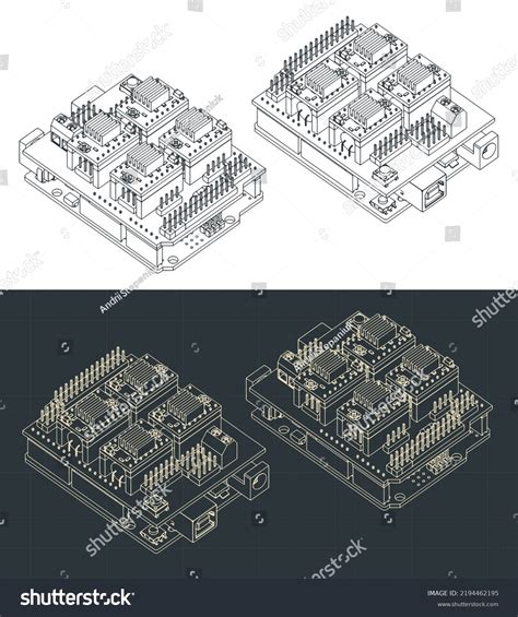 Stylized Vector Illustration Isometric Blueprints Arduino Stock Vector