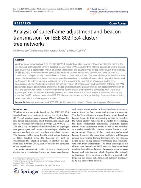 Pdf Analysis Of Superframe Adjustment And Beacon Transmission For