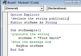 Vba String Data Type Dim Variable Auto Vba