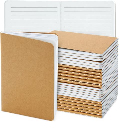 24 Pack Kraft A6 Notebooks Lined Pocket Travel Journals Bulk Brown Cover 80 Pages 40 Sheets