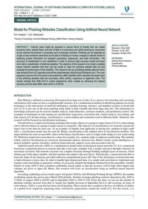 Pdf Phishing Websites Classification Using Artificial Neural Network
