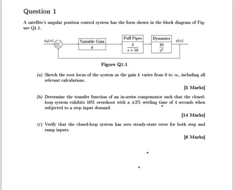 question 1 a satellite angular position control system has the form