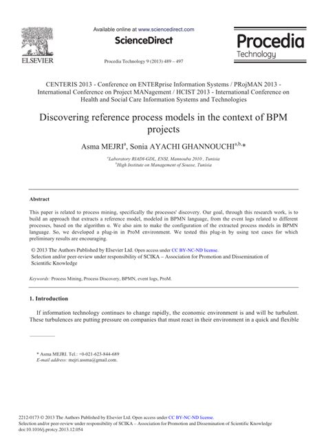 pdf discovering reference process models in the context of bpm projects