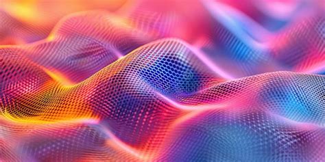 Colorful Abstract 3d Rendering Of A Wavy Surface With A Hexagonal Grid Pattern Aig51a Stock