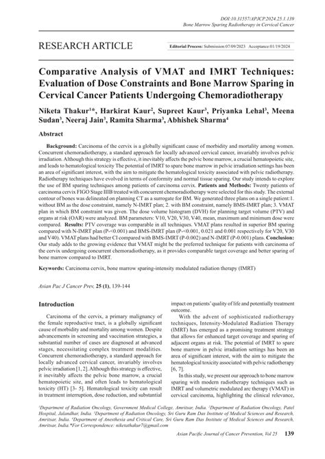 Pdf Comparative Analysis Of Vmat And Imrt Techniques Evaluation Of Dose Constraints And Bone