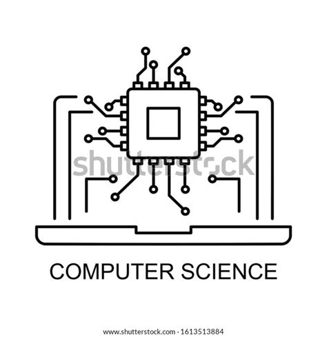 Computer Science Icon Outline Thin Line Stock Vector Royalty Free Shutterstock