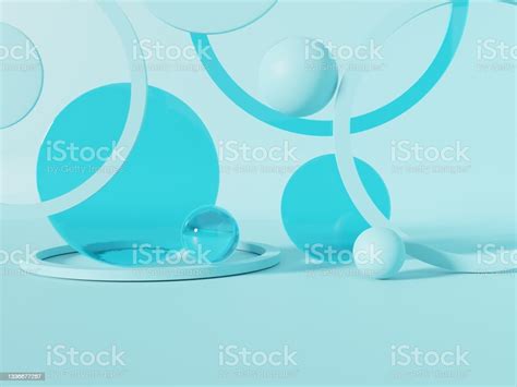 3d 렌더링 스튜디오 샷 제품 디스플레이 배경 투명 블루 구 아름다움 또는 스킨 케어 제품에 대한 플레이트와 반지 기포에 대한 스톡 사진 및 기타 이미지 Istock